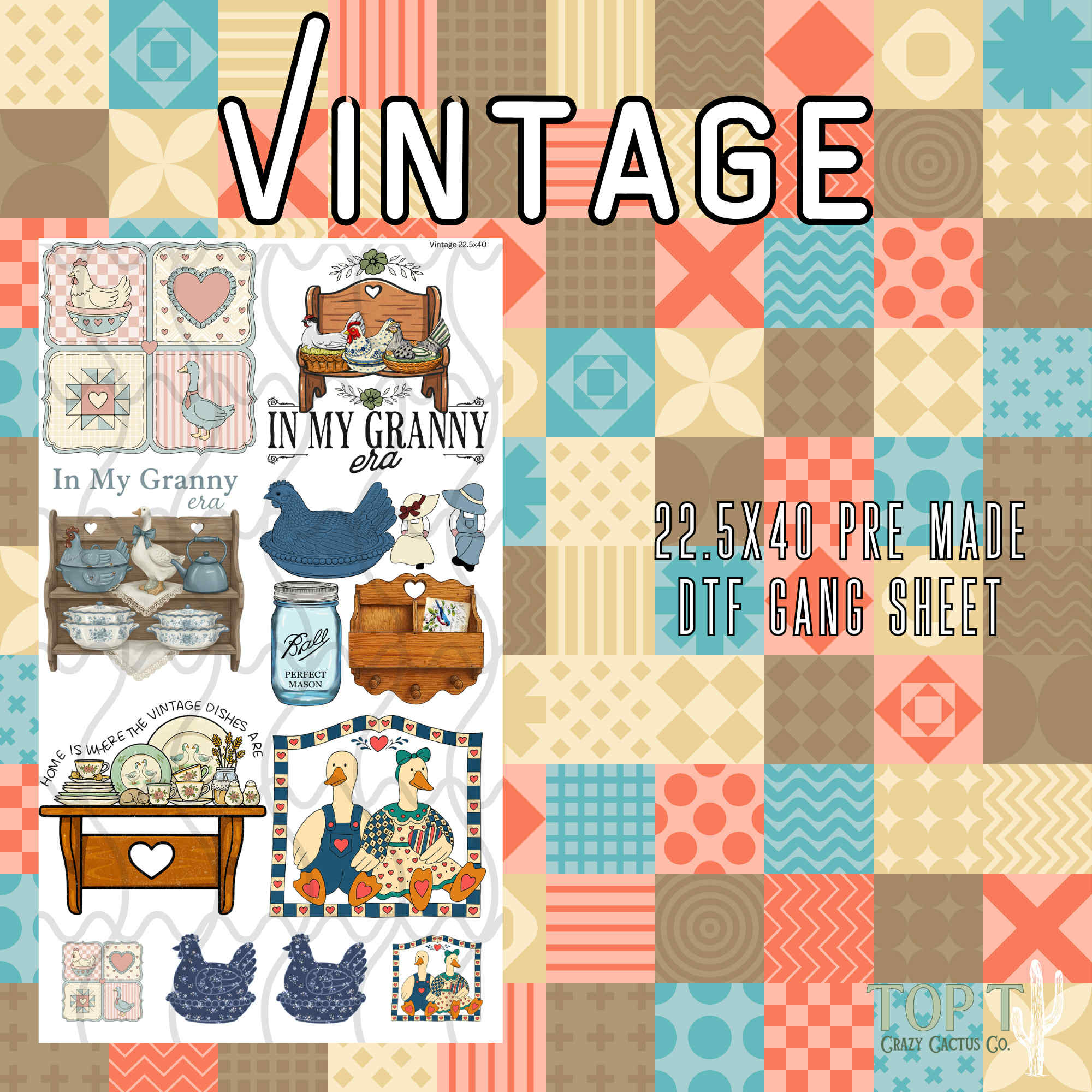Vintage **Pre Made DTF Gang Sheet** – Top T